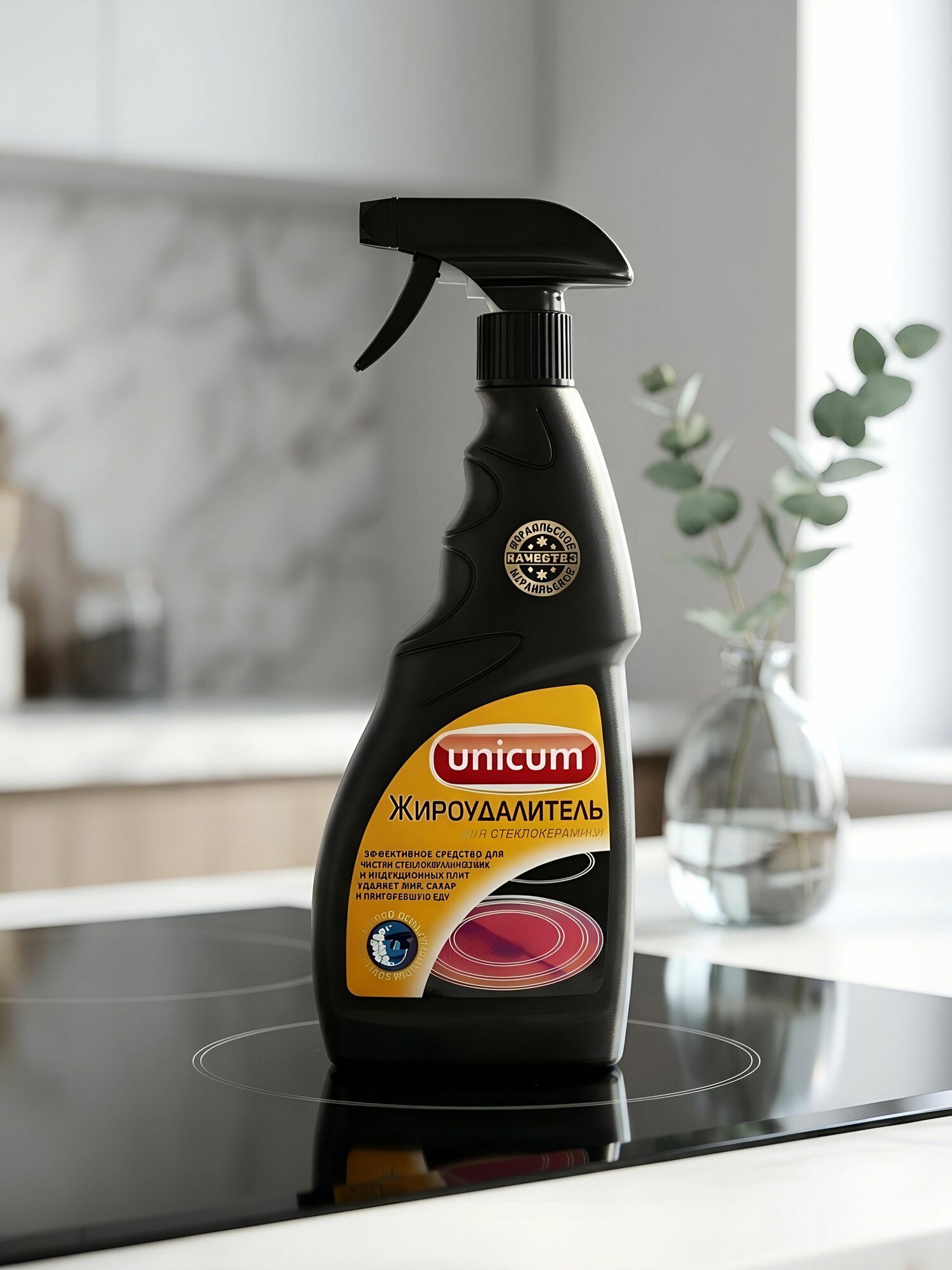 Чистящее средство Unicum для стеклокерамических плит Жироудалитель спрей 500 мл