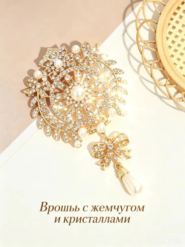 1pcs Новая модная брошь-кулон с кристаллами Роскошный, но доступный, универсальный модный аксессуар с бриллиантами