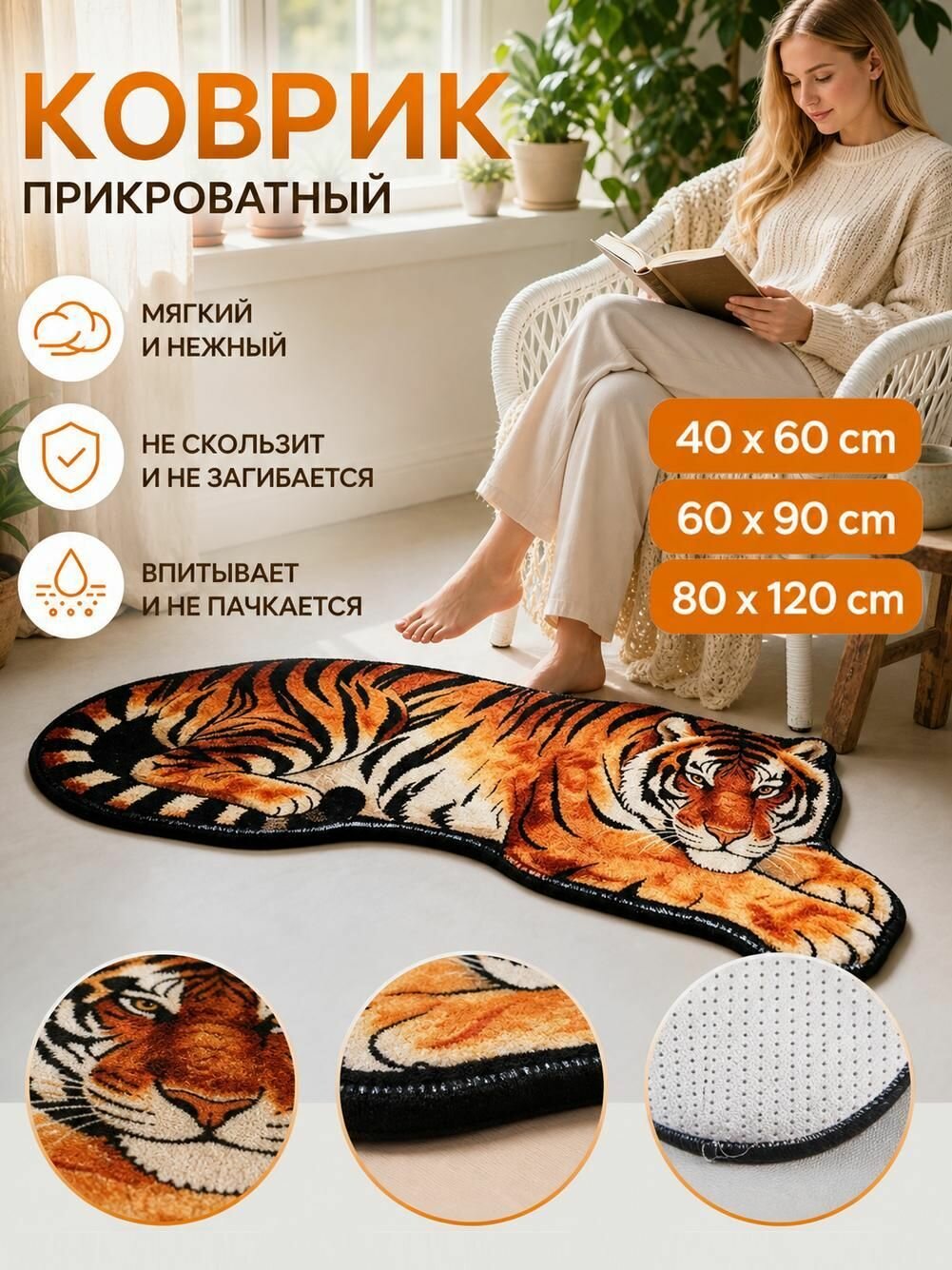 Прикроватное одеяло с тигровым рисунком