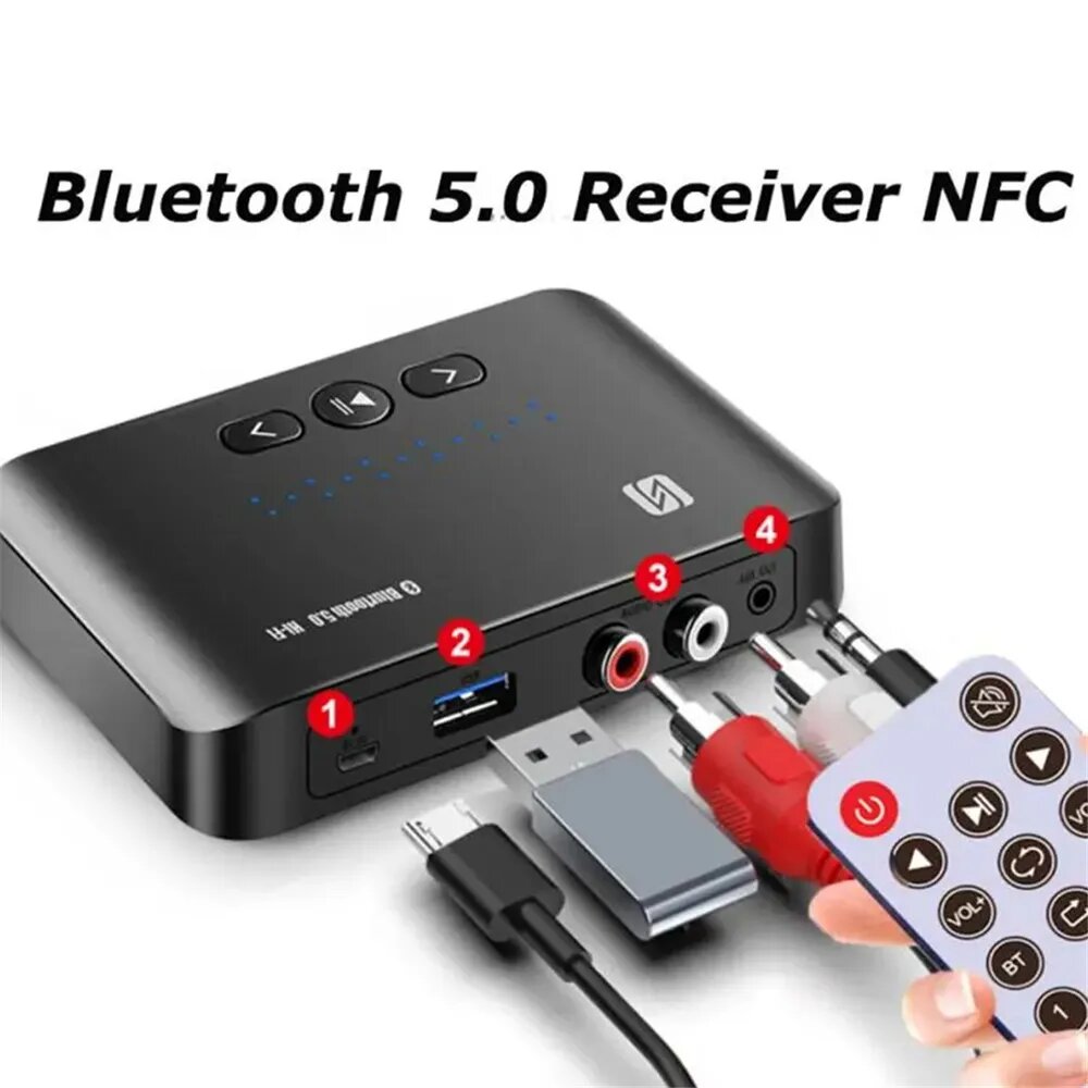 Приемник NFC Bluetooth 5.0 Передатчик Стерео AUX U Диск Оптический беспроводной Bluetooth-адаптер для ТВ-ПК Автомобильный динамик