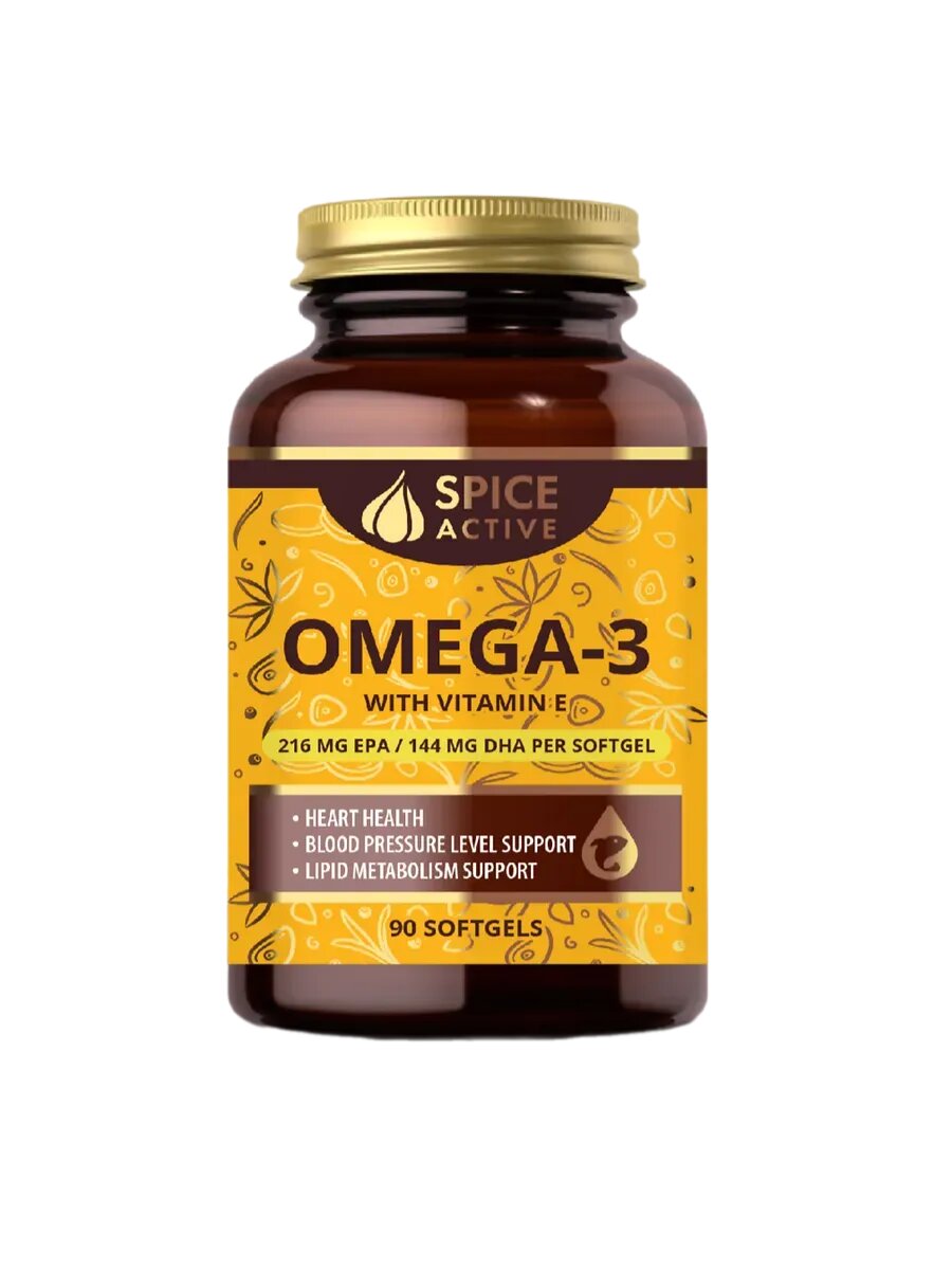 Спайс Актив/Spice Active Омега 3 1200 мг с витамином Е / Omega-3 1200 mg with Vitamin E капсулы массой 1605 мг 90 шт