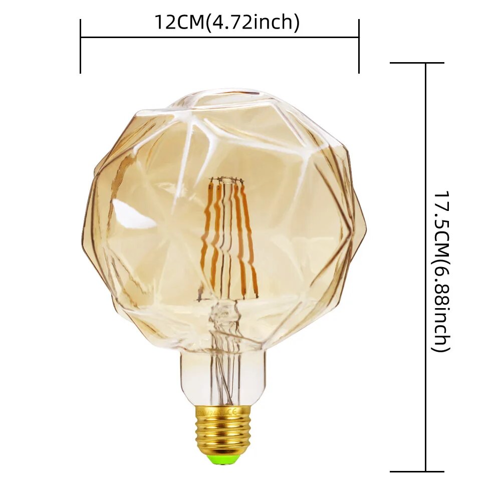TIANFAN светодиодная лампа Эдисон янтарного цвета 4 Вт Светло-желтый, G120 Amber, 220-240 Voltage