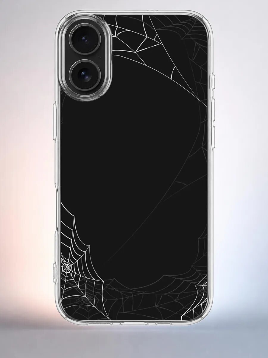 Чехол iPhone 16 паутина по углам силиконовый прозрачный