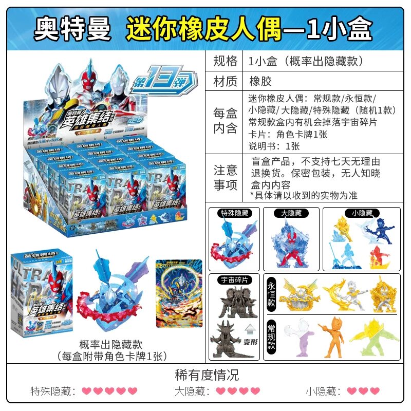 Мини-фигурки-ластик Ultraman, серия 13, 12-е поколение, 12 игрушек в слепой коробке, Ластик-герои: Сбори и Играй.