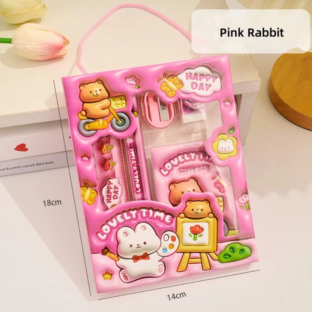 Набор канцтоваров 6 в 1 Розовый Pink