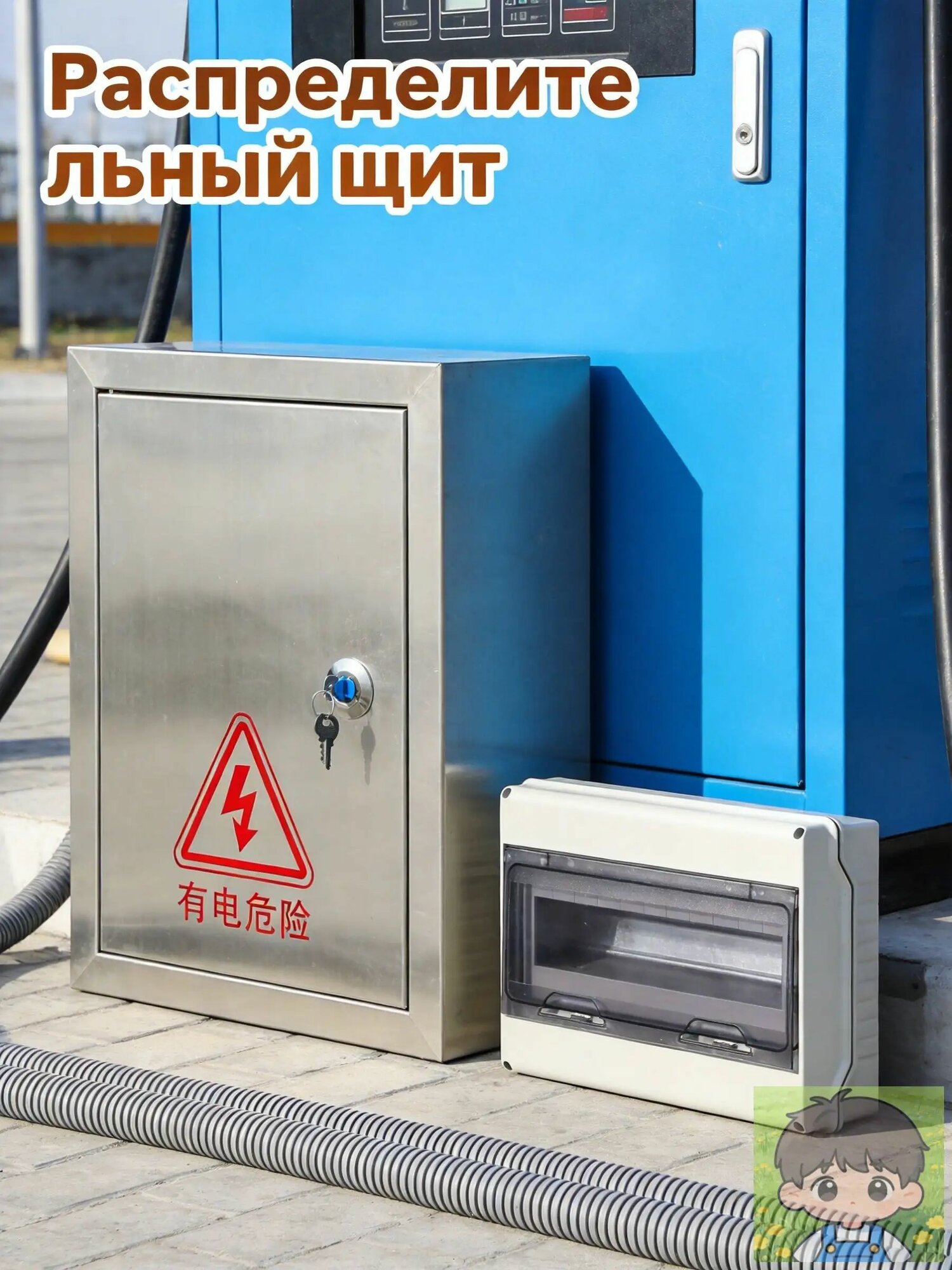 Короб распределения с din рейкой и металлический влагозащитный щит в наборе, для защиты электросети дома и офиса