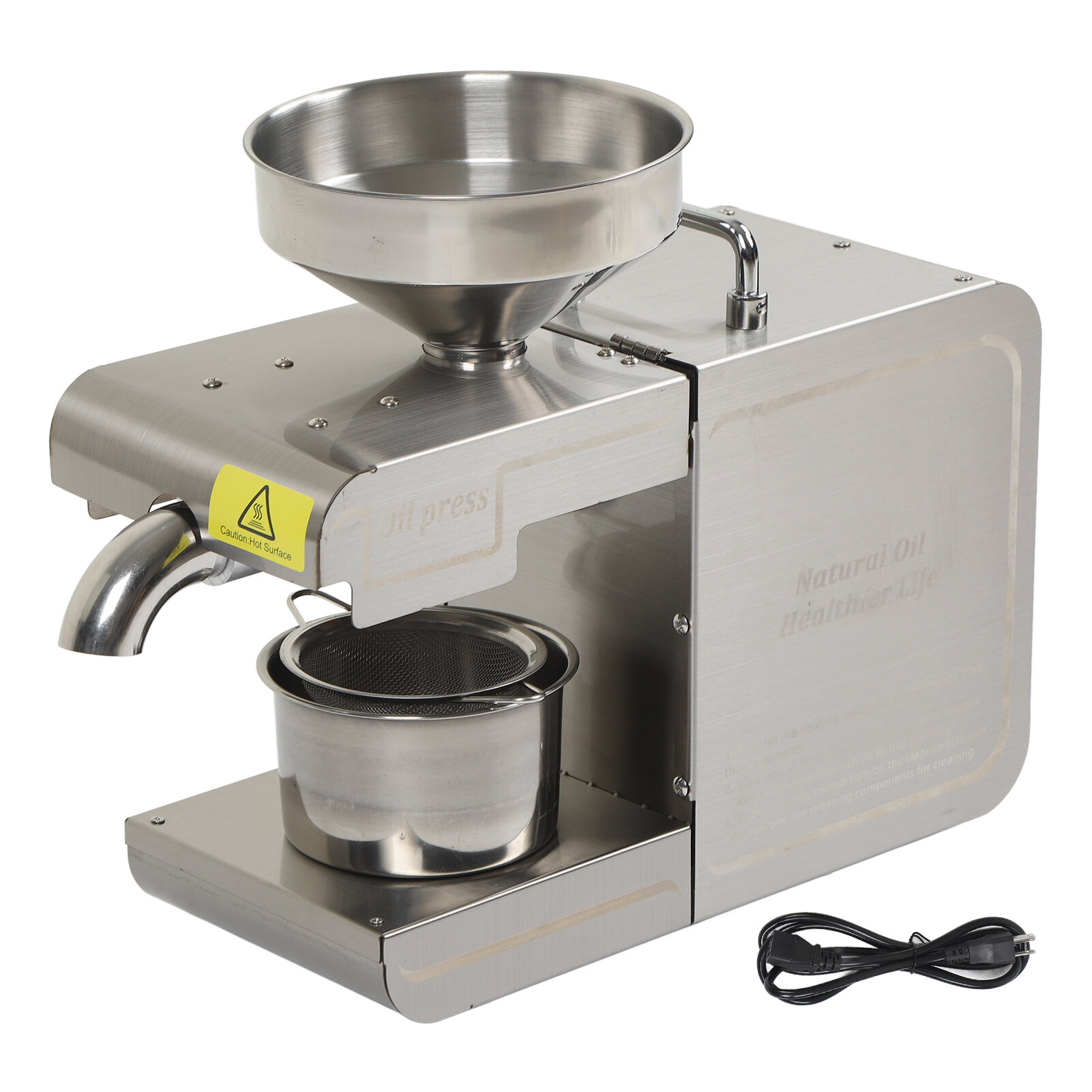 T1 Маслопресс Машина Электрический Кухонный Маслоделатель Авто Из Нержавеющей Стали Мини Складной Интеллектуальный Контроль Температуры Маслоотделитель Для Семени Экспеллер Американская Вилка 110 В