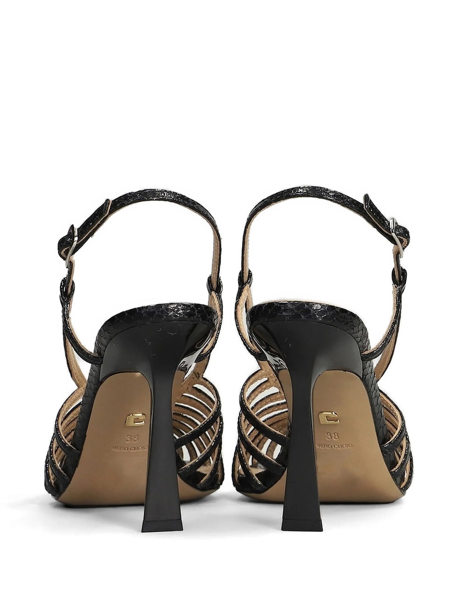 Босоножки Lola Cruz Snakeskin-effect cage sandals, размер 40, black — фото 1