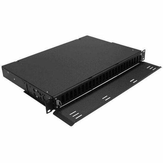 Кросс оптический стоечный 19" выдвижной Telcord 1U КС-П-24QLC-1U-BK-24SC/SM-d-48SC/U-SM-3КВ в сборе: розетка SC/SM-duplex - 24шт, пигтейл SC/UPC - 48