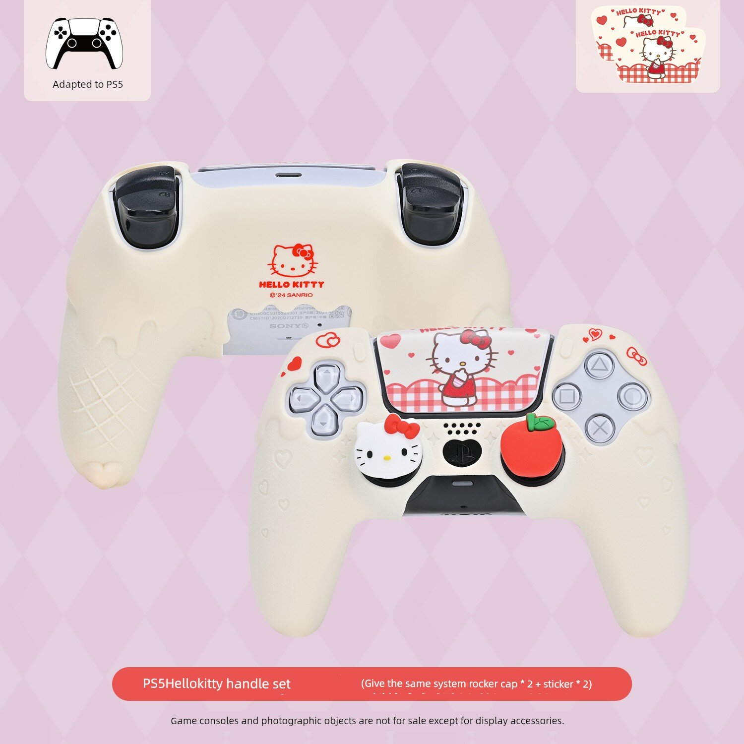 Силиконовый чехол-ручка Hello Kitty для PS5 - Премиум-грип с декоративными наклейками