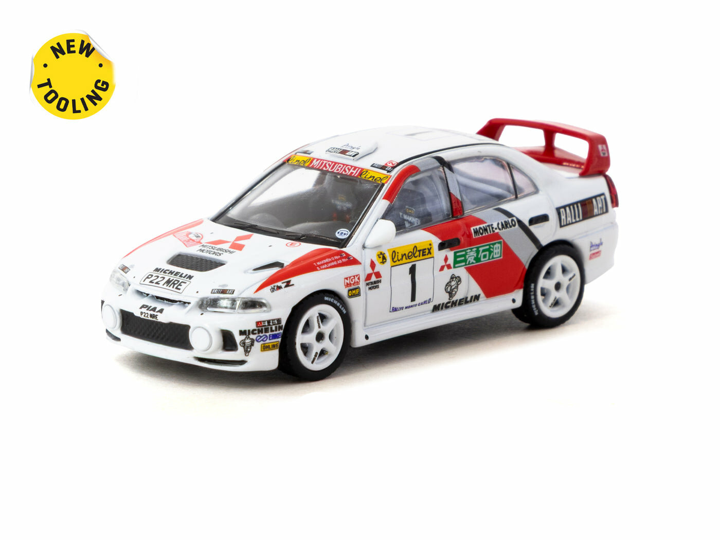 Коллекционная машинка Tarmac Works 1:64 Mitsubishi Lancer Evolution IV Rallye Monte-Carlo 1997 #1 white