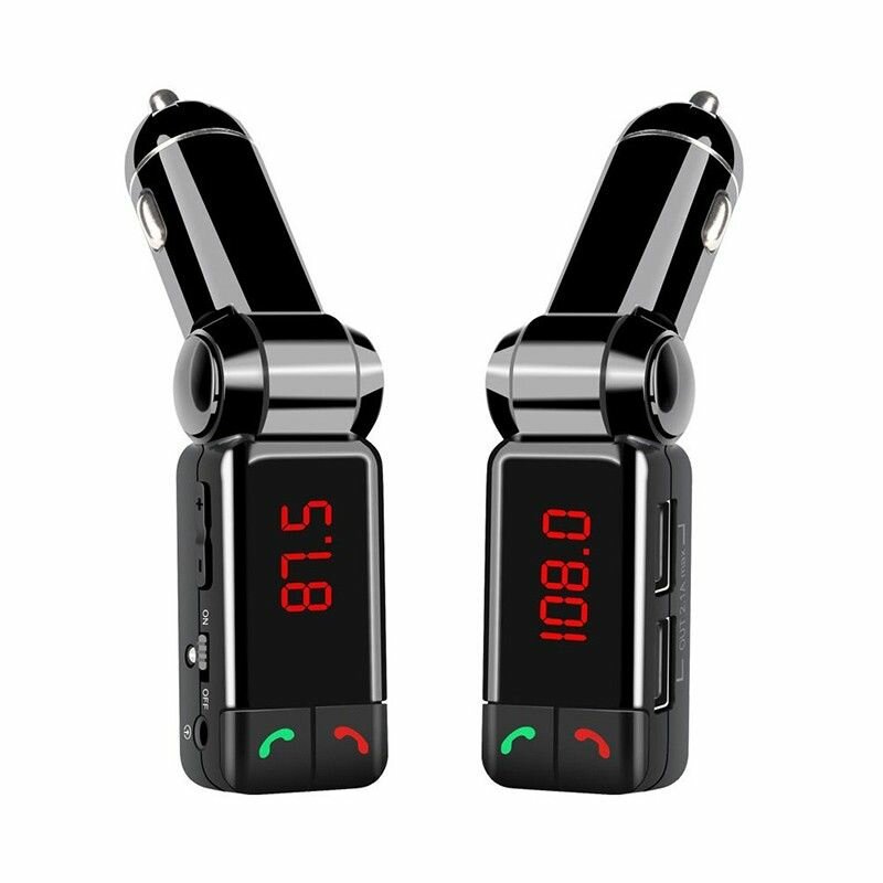 FM-трансмиттер для автомобиля с MP3/Bluetooth, USB зарядкой 5В/2А, слот U-диск, AUX, громкая связь, дисплей и USB