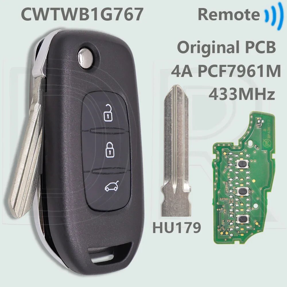 Дистанционный ключ Renault Dacia 433MHz, CWTWB1G767, HU179