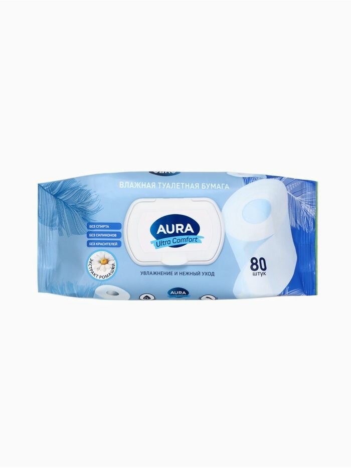 Туалетная бумага влажная Aura, 80 шт.