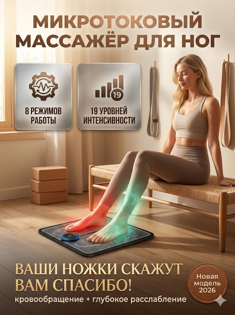 Тренажёр-миостимулятор EMS Foot Massager для стоп, массажер для ног