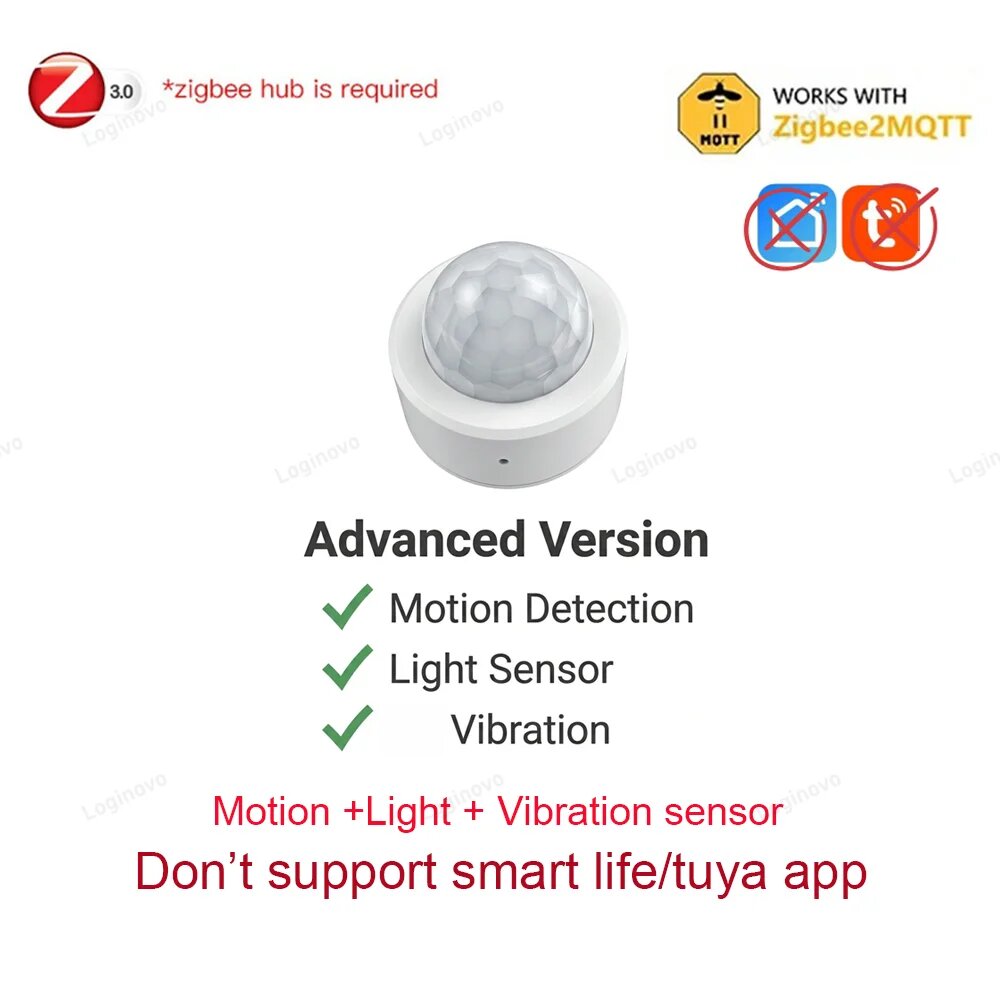 Датчик движения, света и вибрации Zigbee