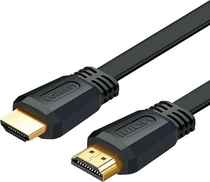 Кабель аудио-видео UGREEN ED015, HDMI (m) - HDMI (m), ver 2.0, AWG30, медь луженая, 3м, GOLD, FLAT, черный (50820)