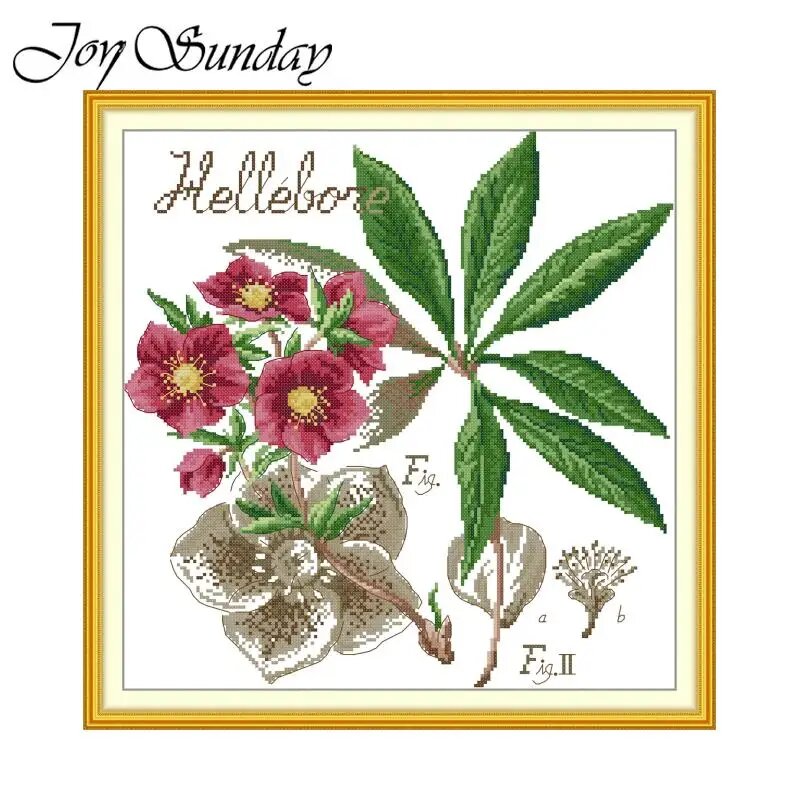 Набор для вышивания крестиком Hellebore Joy Sunday 14CT, Бордовый, HA331