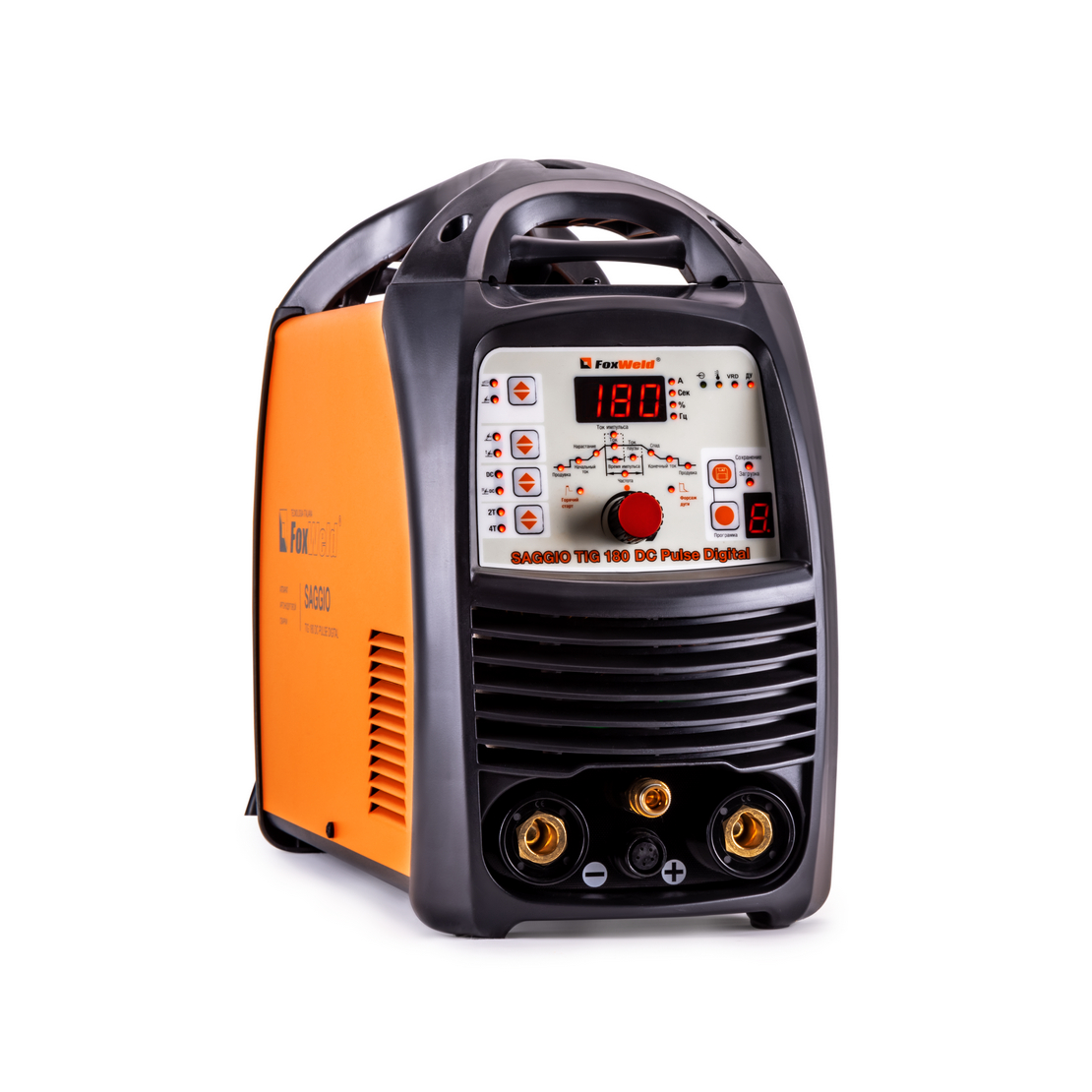 Сварочный аппарат FoxWeld SAGGIO TIG 180 DC Pulse Digital TIG, ММА, TIG, импульсный режим, оранжевый