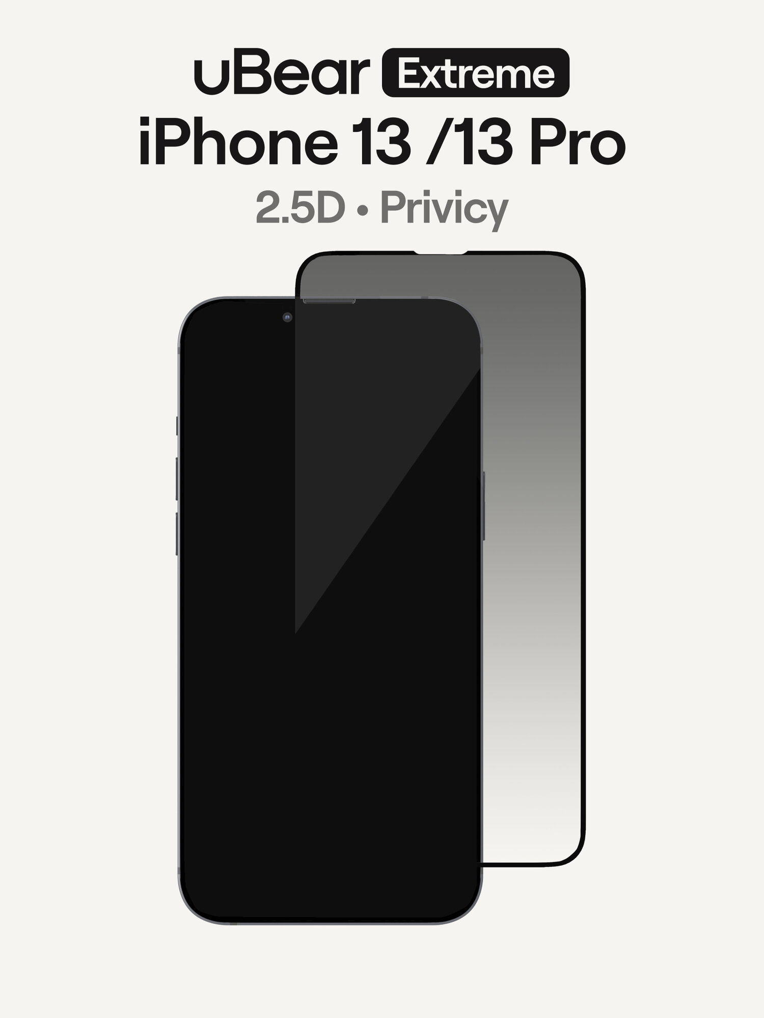 Защитное стекло uBear Privacy Extreme Nano Shield для iPhone 13 / 13 Pro, алюмосиликатное