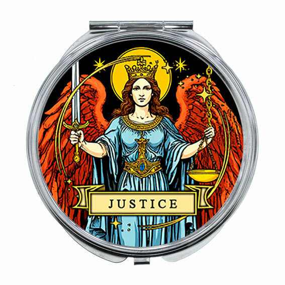 Складное зеркало круглое Tarot - Justice справедливость (размер 7,5*7,2 см.), 1 шт.