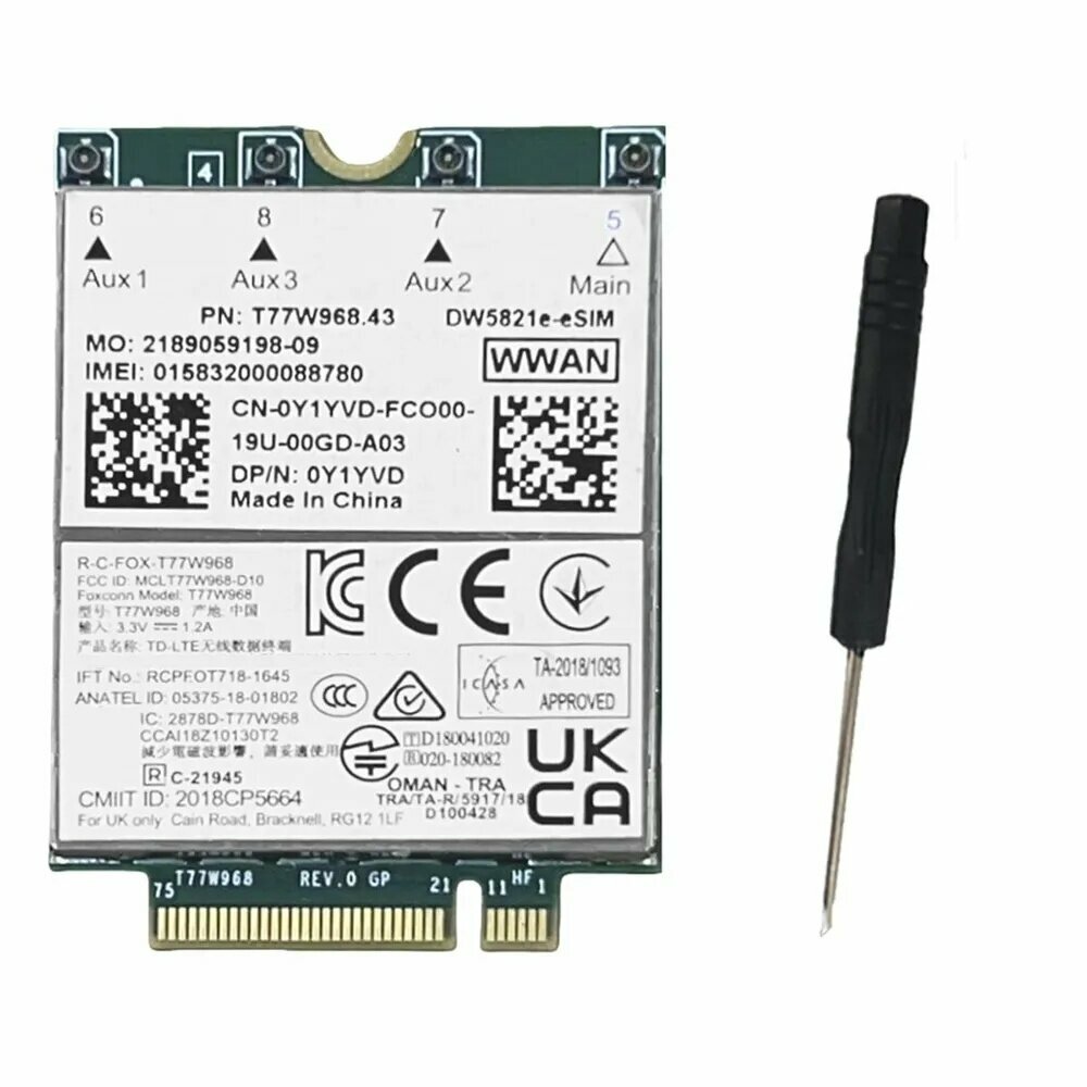 (I H P J) Комплект Модуля Карты 4G T77W968 DW5821e E-SIM LTE CAT16 1 Гбит/С
