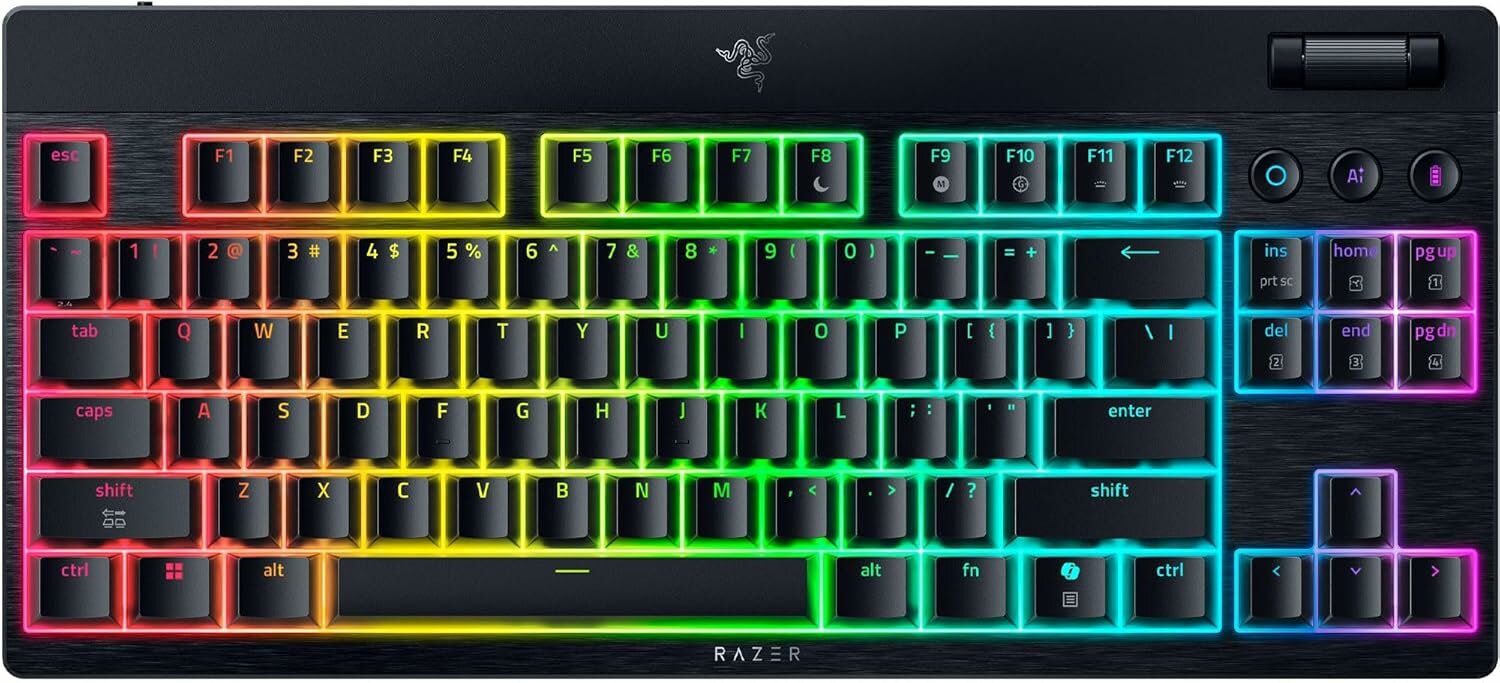 Бесконечная игровая клавиатураRazer BlackWidow V4 Low-Profile Tenkeyless HyperSpeed, 2.4GHz & Bluetooth, Green Switch