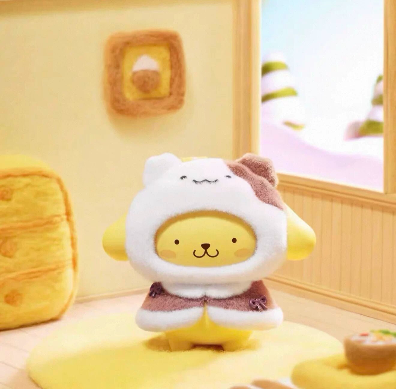 MINISO Sanrio Little Cape: Серия фигурок-сюрпризов с меняющимися лицами, флокированный кулон, модная милая