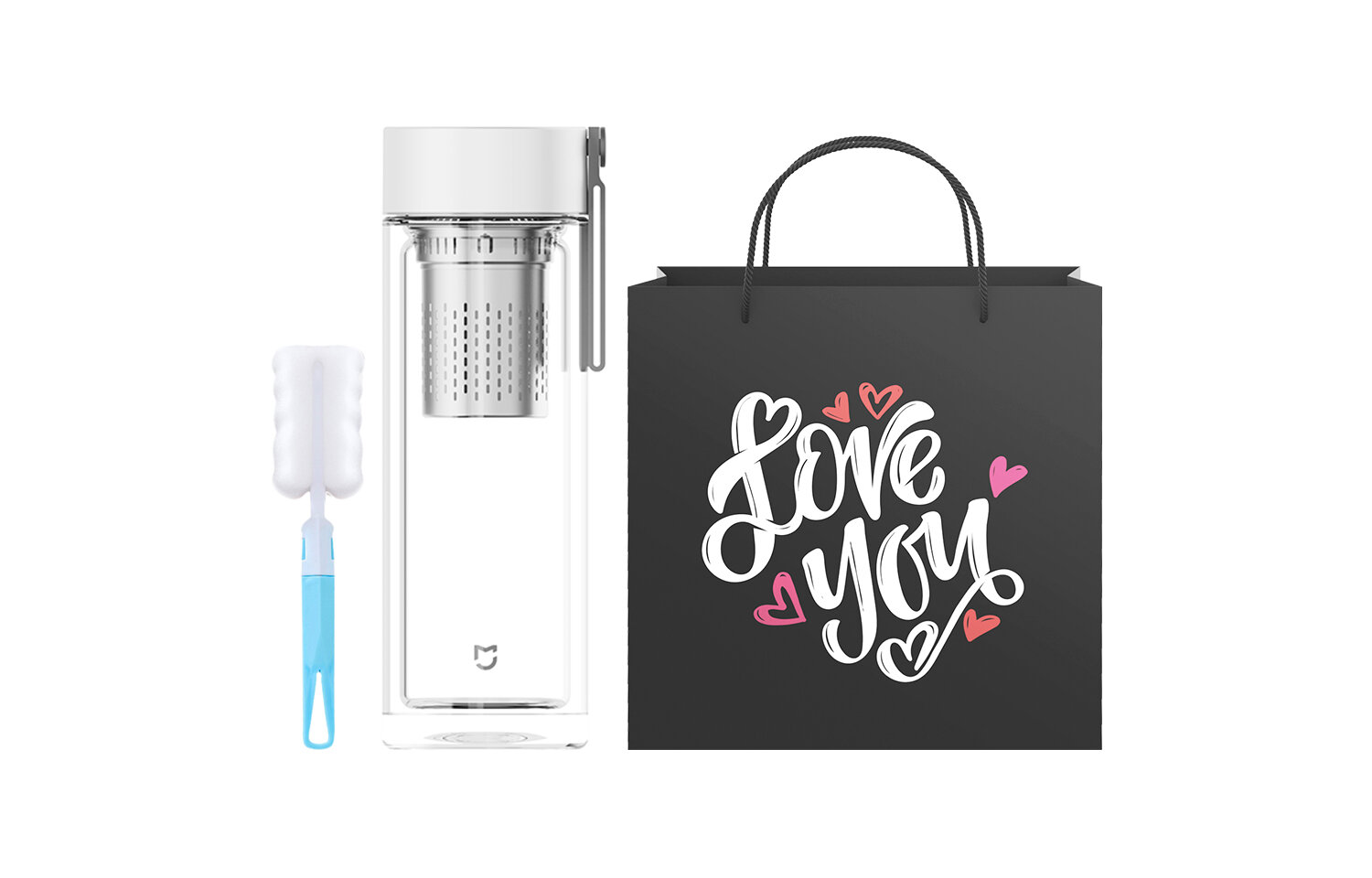 Термобутылка стеклянная унисекс Xiaomi Mi Home 13367001, Lover's Gift Set Metal Grey