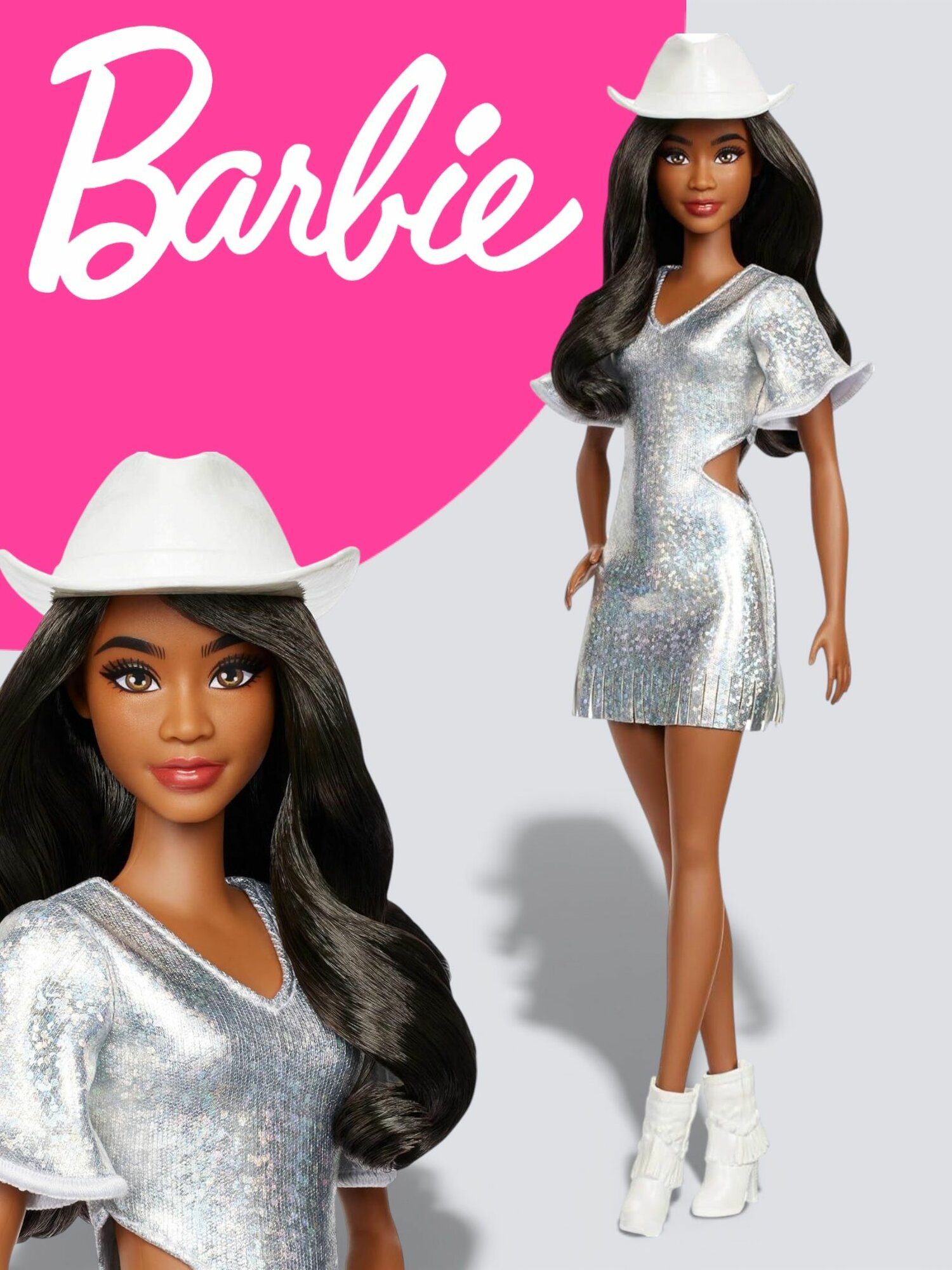 Кукла Barbie Брюнетка в серебряном платье HYT95