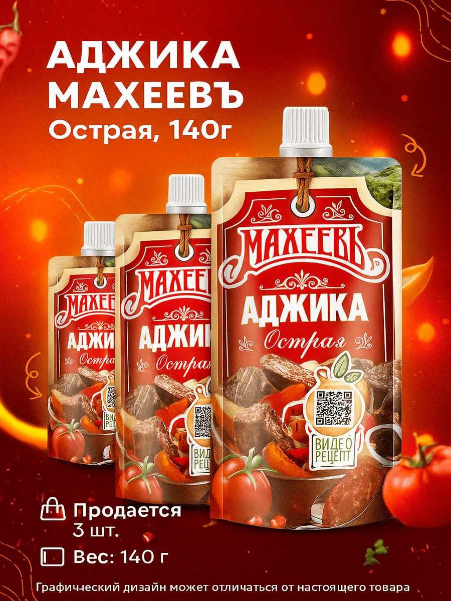 Аджика махеевъ Острая, 140г x 3 упаковки