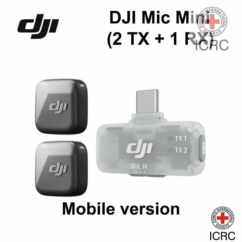 Микрофонная стойка для мобильного устройства DJI Mic Mini(2 TX + 1 RX)Mobile version , Высококачественный звук, стабильная передача, активное шумоподавление, две регулируемые передачи, Автоматический ограничитель, взрывозащищенный звук, прозрачный, черный
