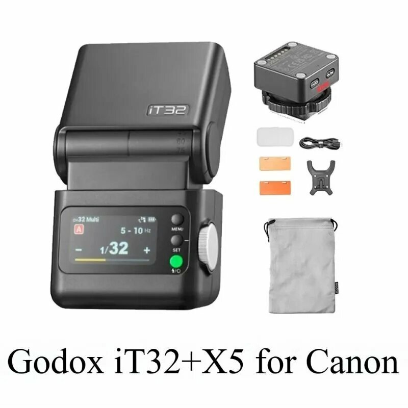 Вспышка Godox iT32+x5 HSS TTL 2.4G Беспроводной триггер для Canon, Camera Flash TTL Mode Wireless Trigger Speedlite Magnetic Trigger Filter