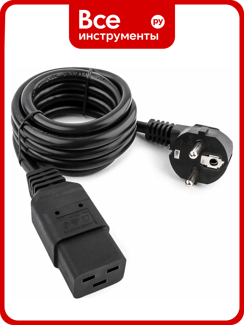 Кабель питания Cablexpert, 1.8 м, Schuko-С19, 16 А, черный, с заземлением,