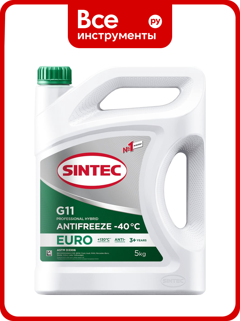 Антифриз Sintec Euro G11 зеленый, -40С, 5 кг 990554