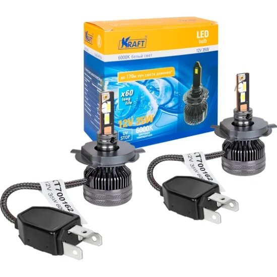 Светодиодная лампа Kraft H4/H19 12v 35w (P43t) 2 шт. в комплекте