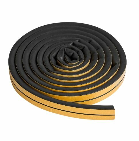 Уплотнитель EPDM для окон и дверей самоклеящийся MONLID D-профиль 14x12 мм 6 м цвет черный