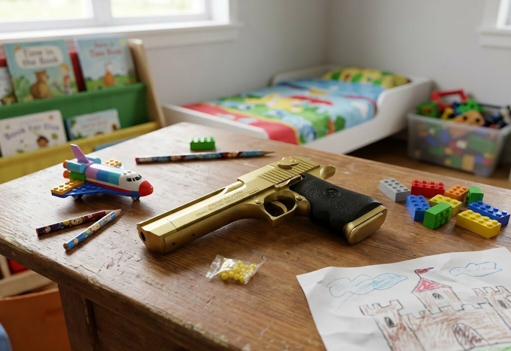 "Пистолет Desert Eagle" - игрушечный пистолет с пульками, золотой