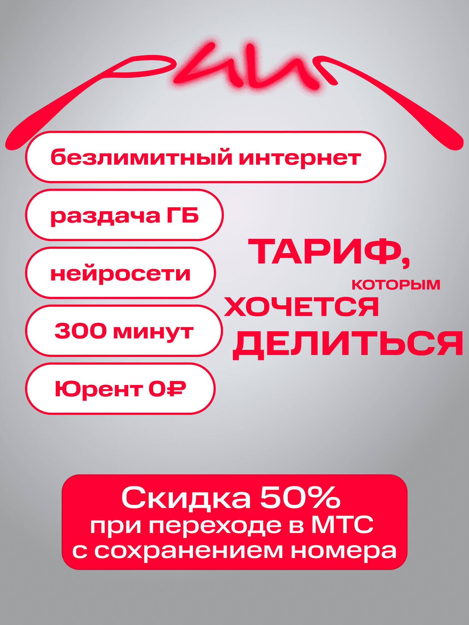 SIM-карта МТС риил, баланс 1000 руб. Безлимитный интернет, Нейросети и сохранение номера