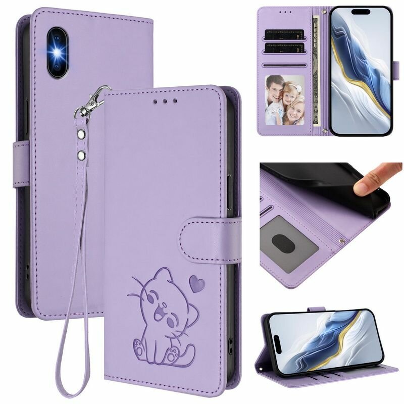 Чехол книжка для Айфон X XS ( iPhone X XS ) кожаный с магнитной застежкой, с функцией подставки, коротким шнурком