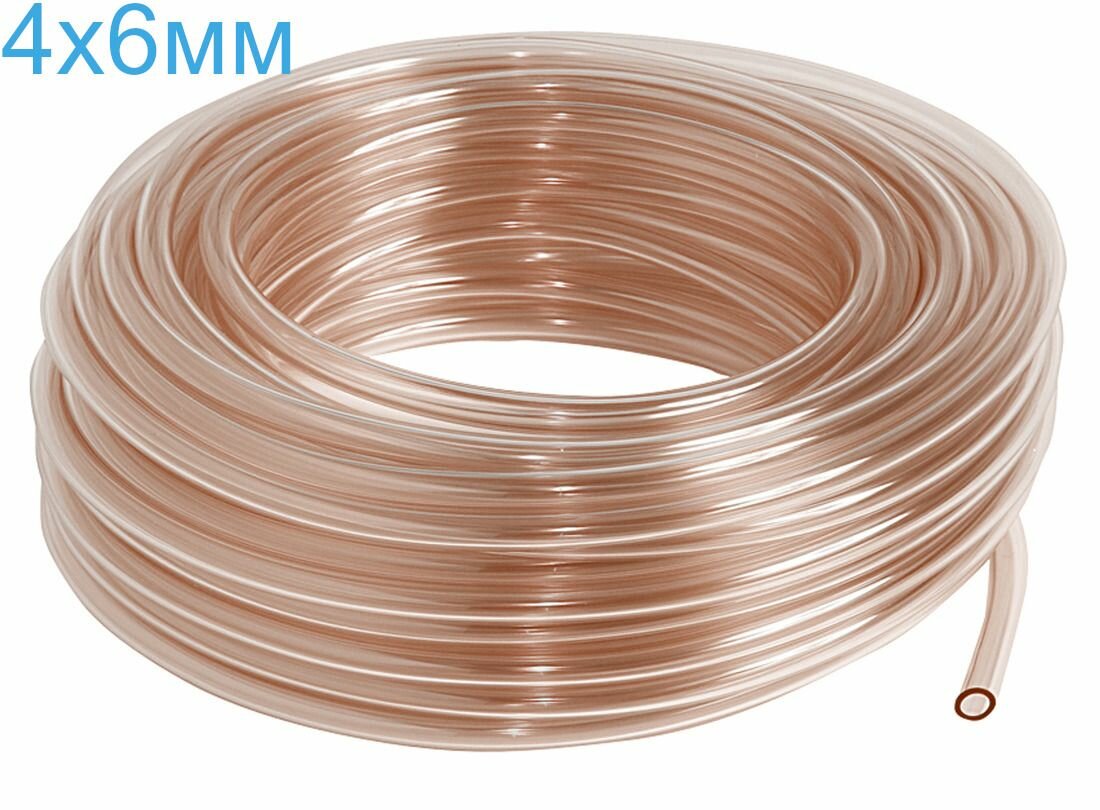 Трубка ПВХ прозрачная, 4х6 мм, 20 м