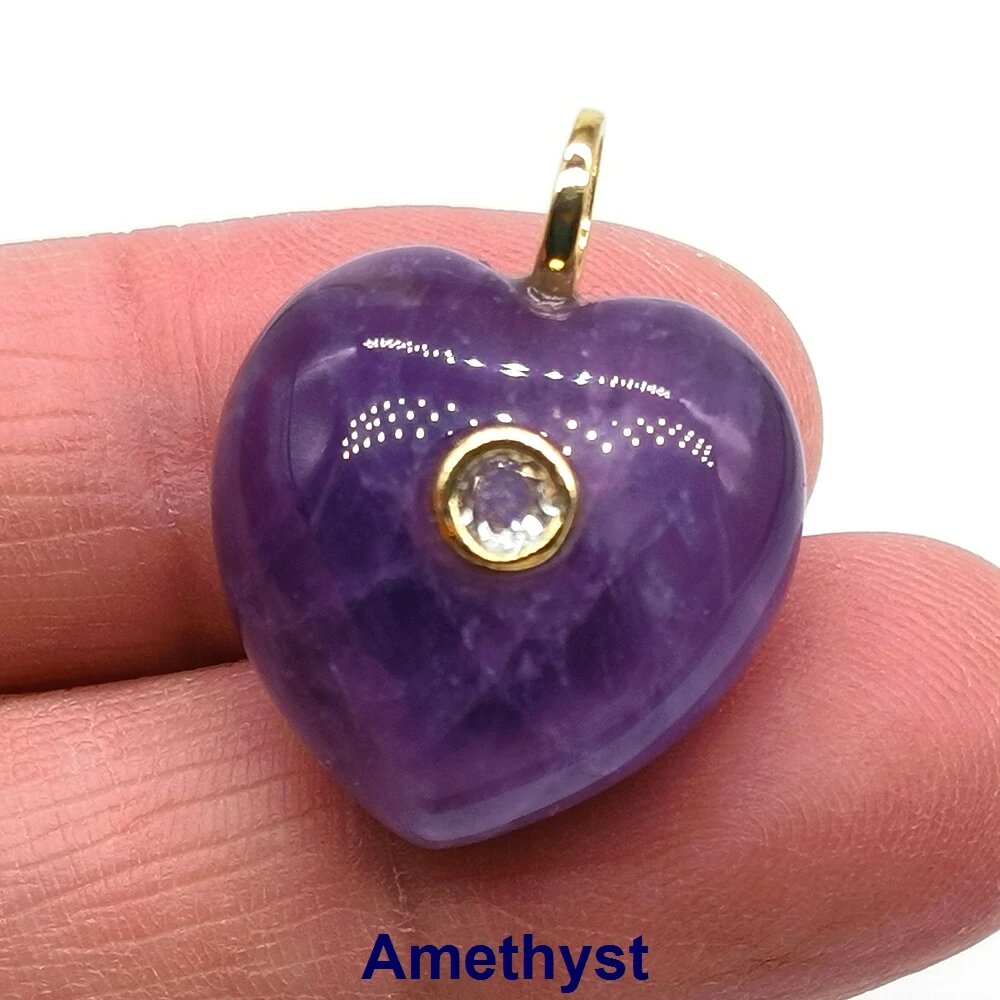 Подвески из аметиста, черного обсидиана, розового кварца 20 мм Фиолетовый, 1PC, Amethyst