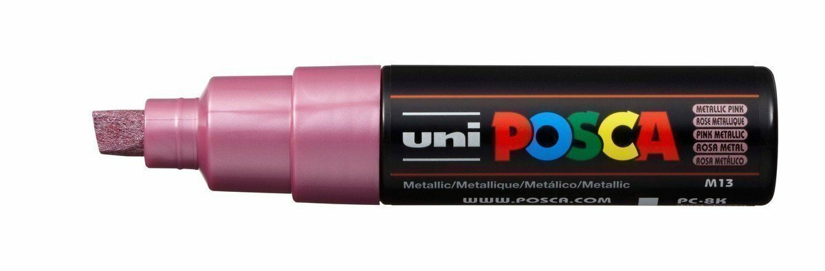 Маркер POSCA PC-8K, розовый металлик, до 8.0 мм, скошенный наконечник(номер цвета М13)