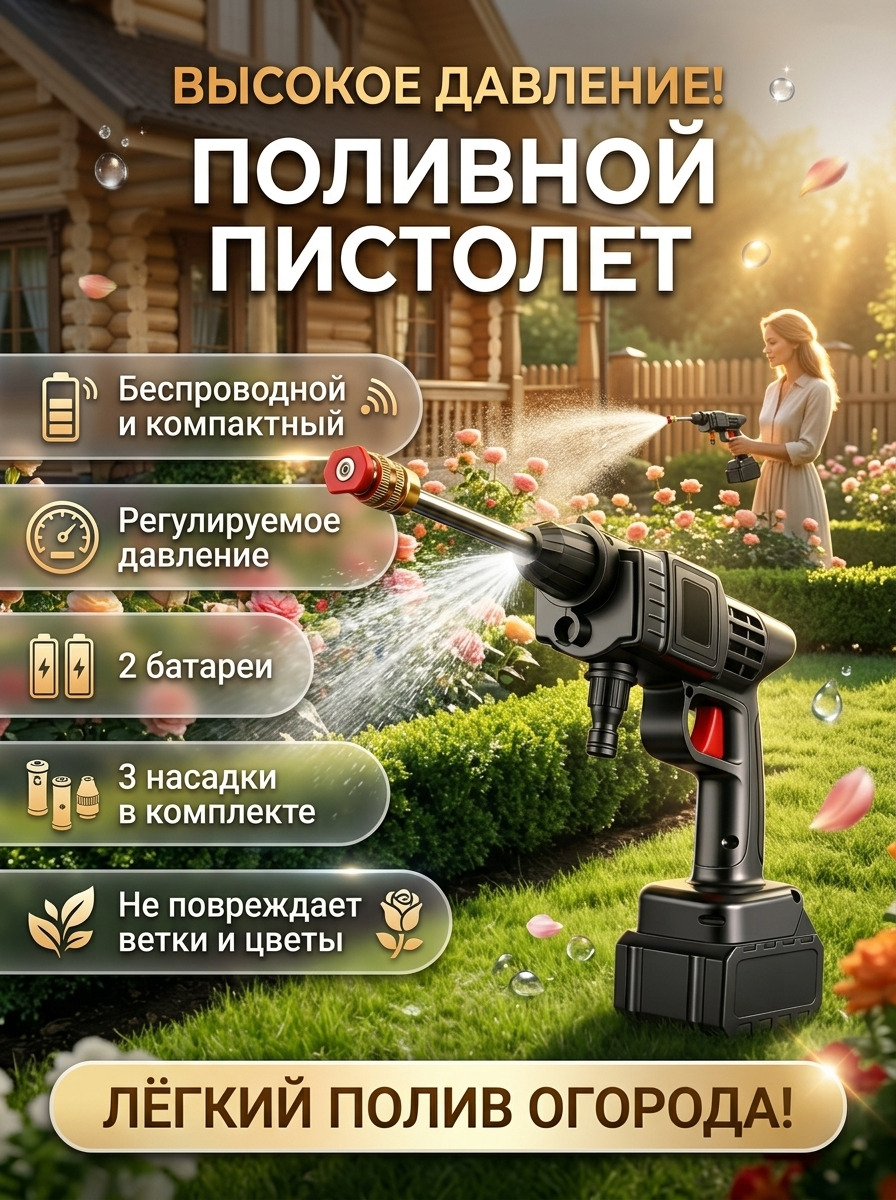 Насос аккумуляторный для полива из бочки, 48V