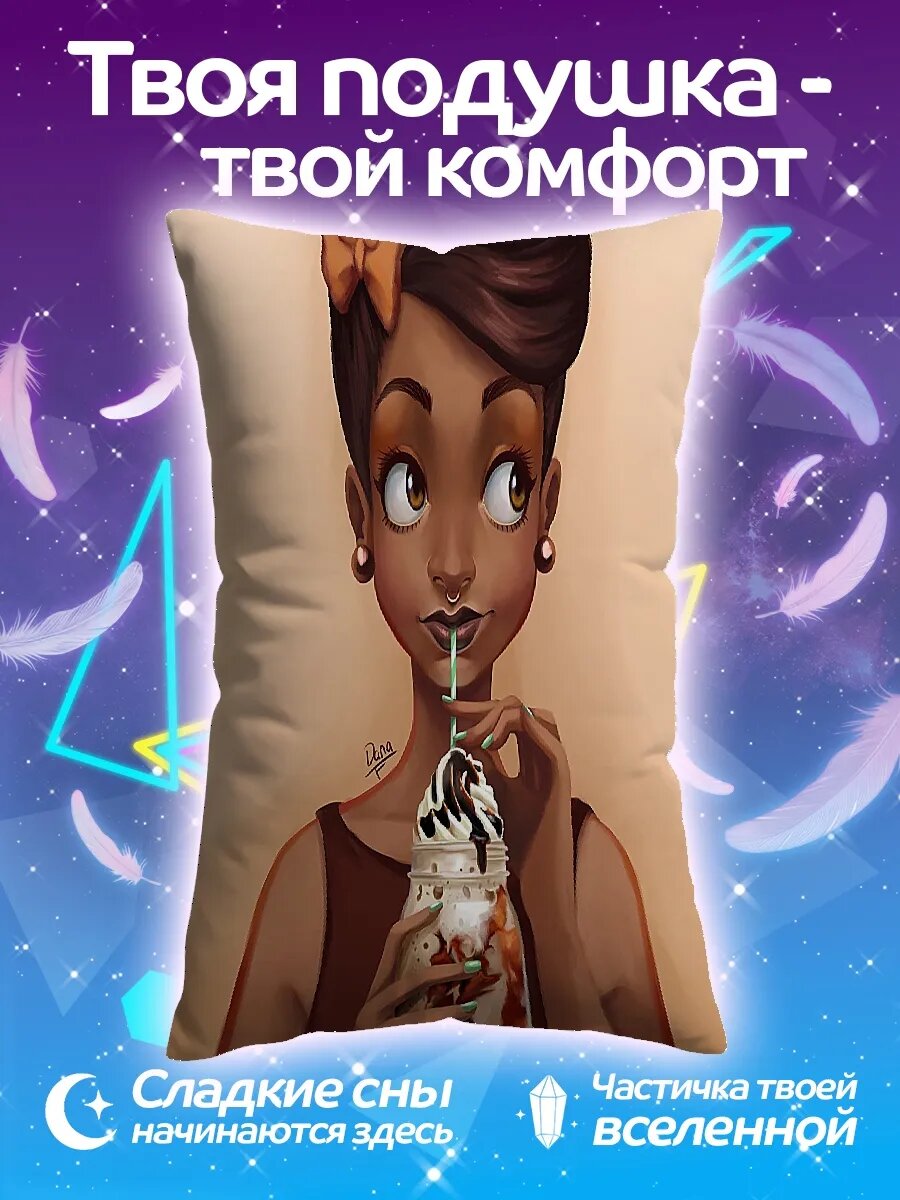 Подушка дакимакура Девушка с коктейлем