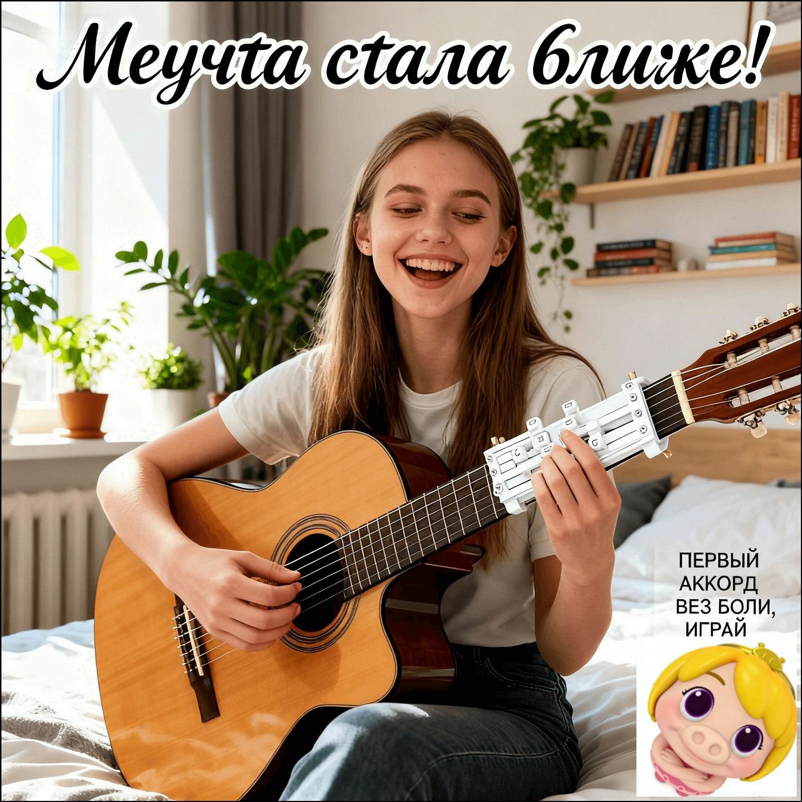 Гитара для новичков: тренажер-помощник для зажатия аккордов. Устройство для легкого обучения игре на акустической гитаре.