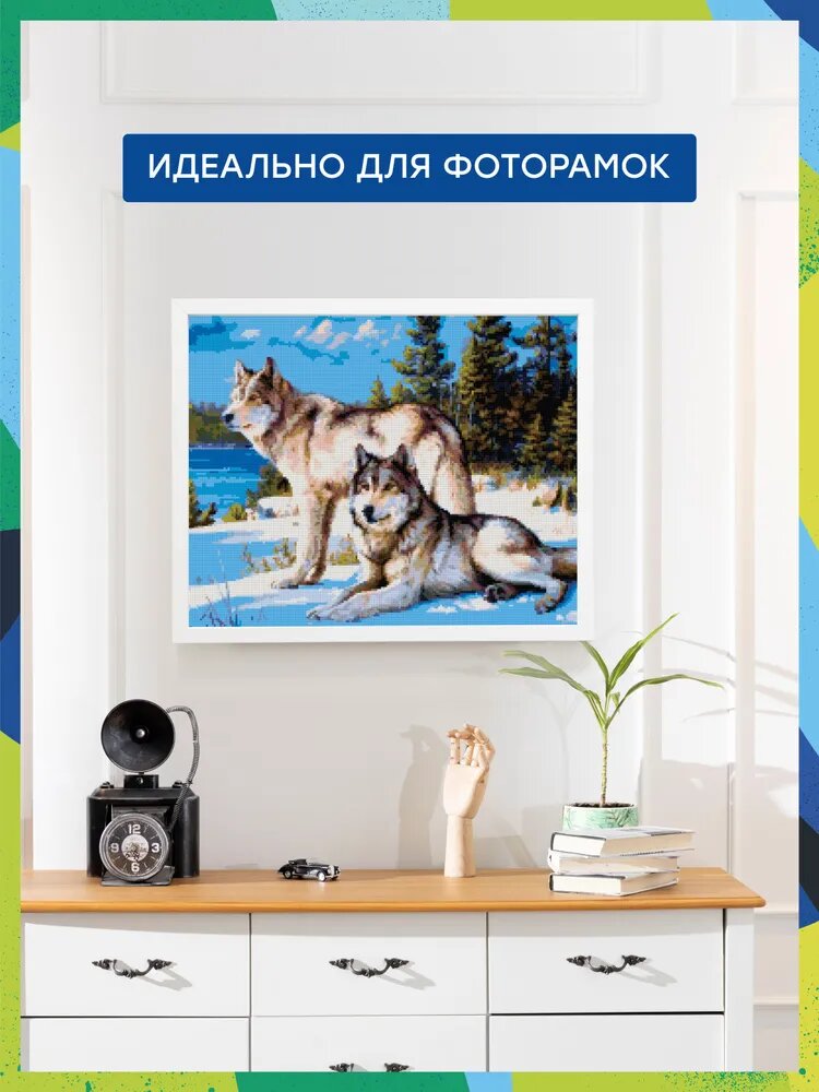 Алмазная мозаика картина с волками для фото, акрил, полная выкладка, квадратная