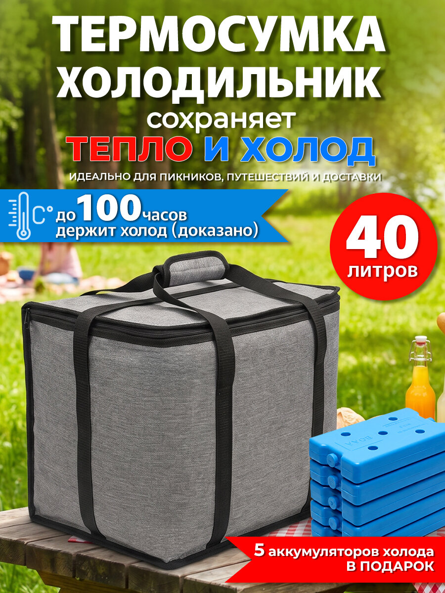 Термосумка холодильник 40 литров с хладоэлементами
