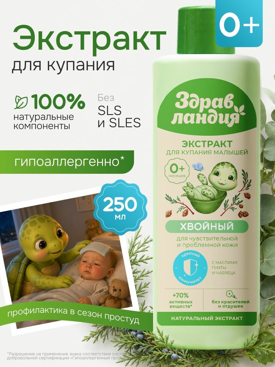 Здравландия Экстракт для купания малышей "Хвойный", 250 мл