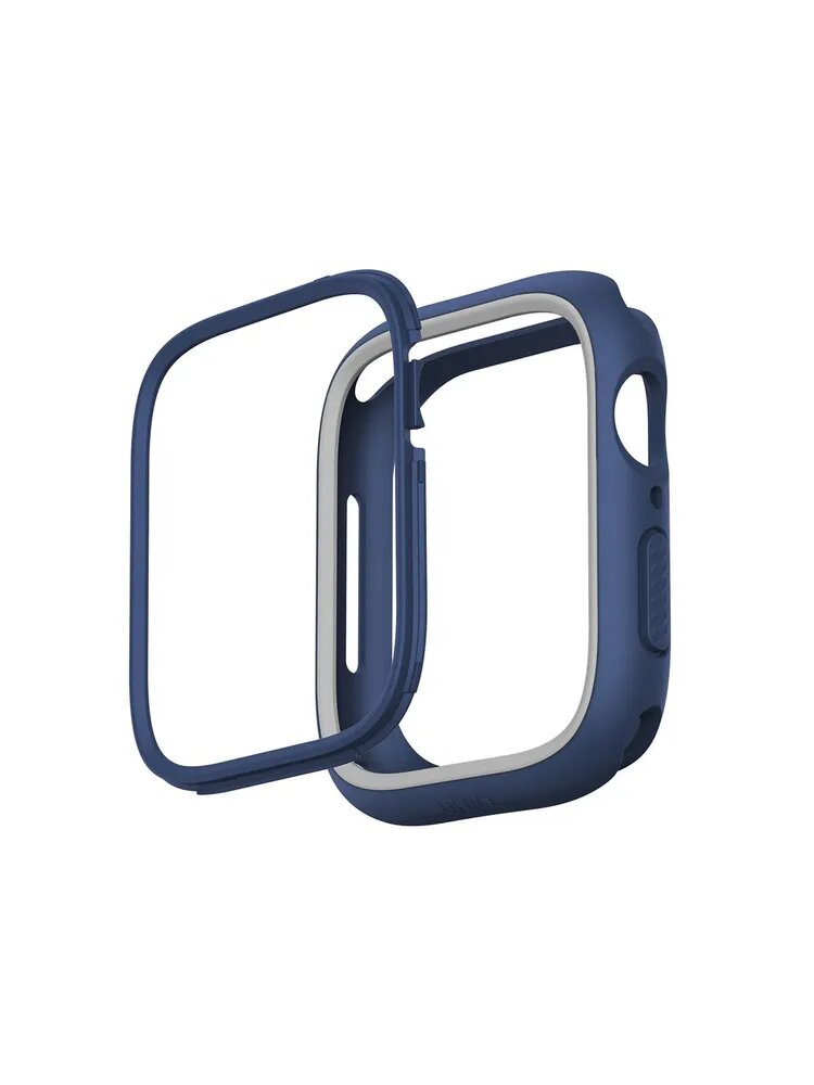 Чехол UNIQ Moduo на смарт часы Apple Watch SE, SE 2, 4 5 6 7 8 / 44 45 мм с 2 внутренними сменными вставками для Эпл Вотч синий / серый
